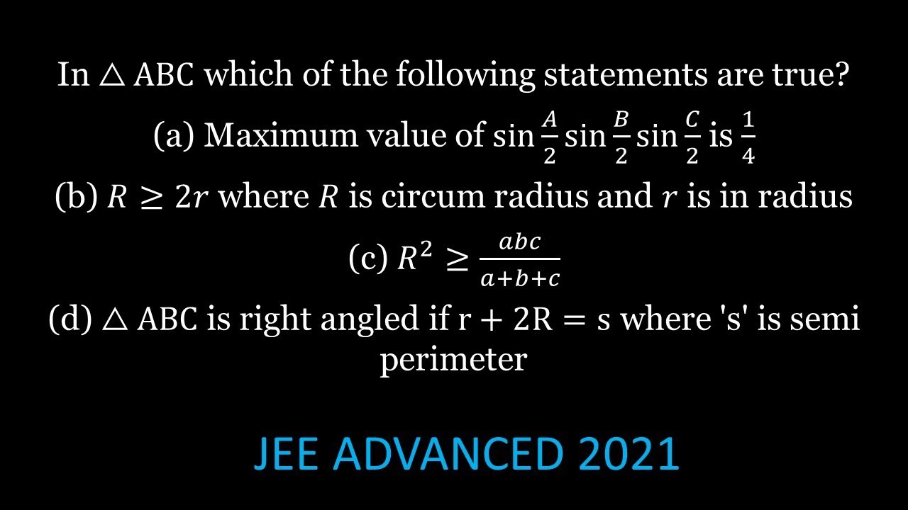 ADVANCED PROBLEM 53 IN MATHEMATICS FOR JEE ADVANCED 2021 - YouTube