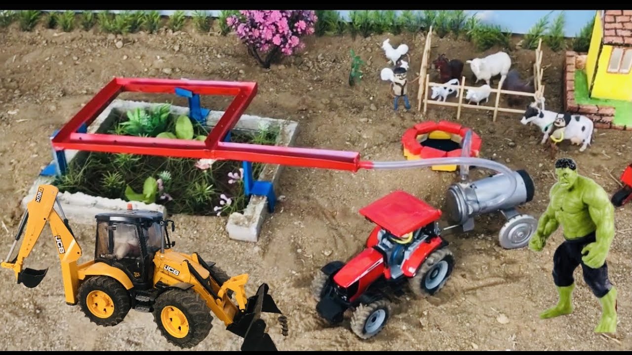 Hulk tractor jcb field irrigation project - YouTube