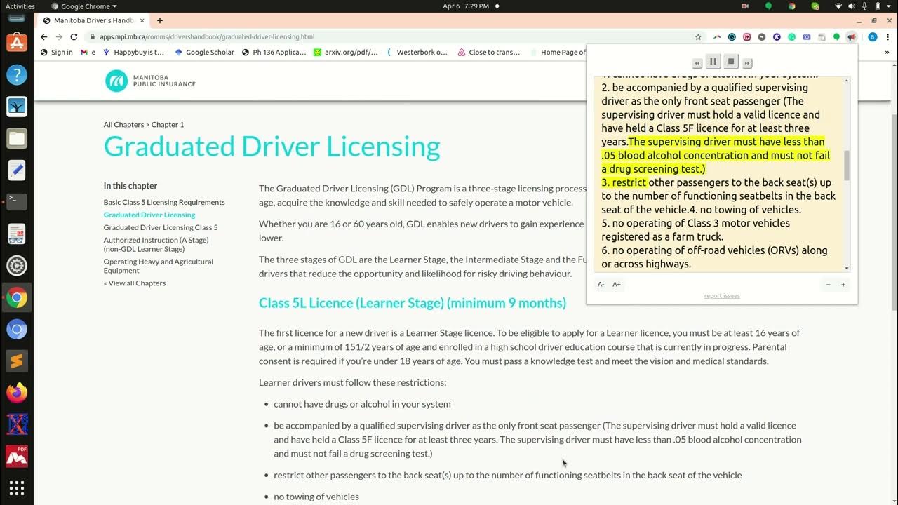 Manitoba Public Insurance MPI Chapter 1 part-2 of Driver's Handbook ...