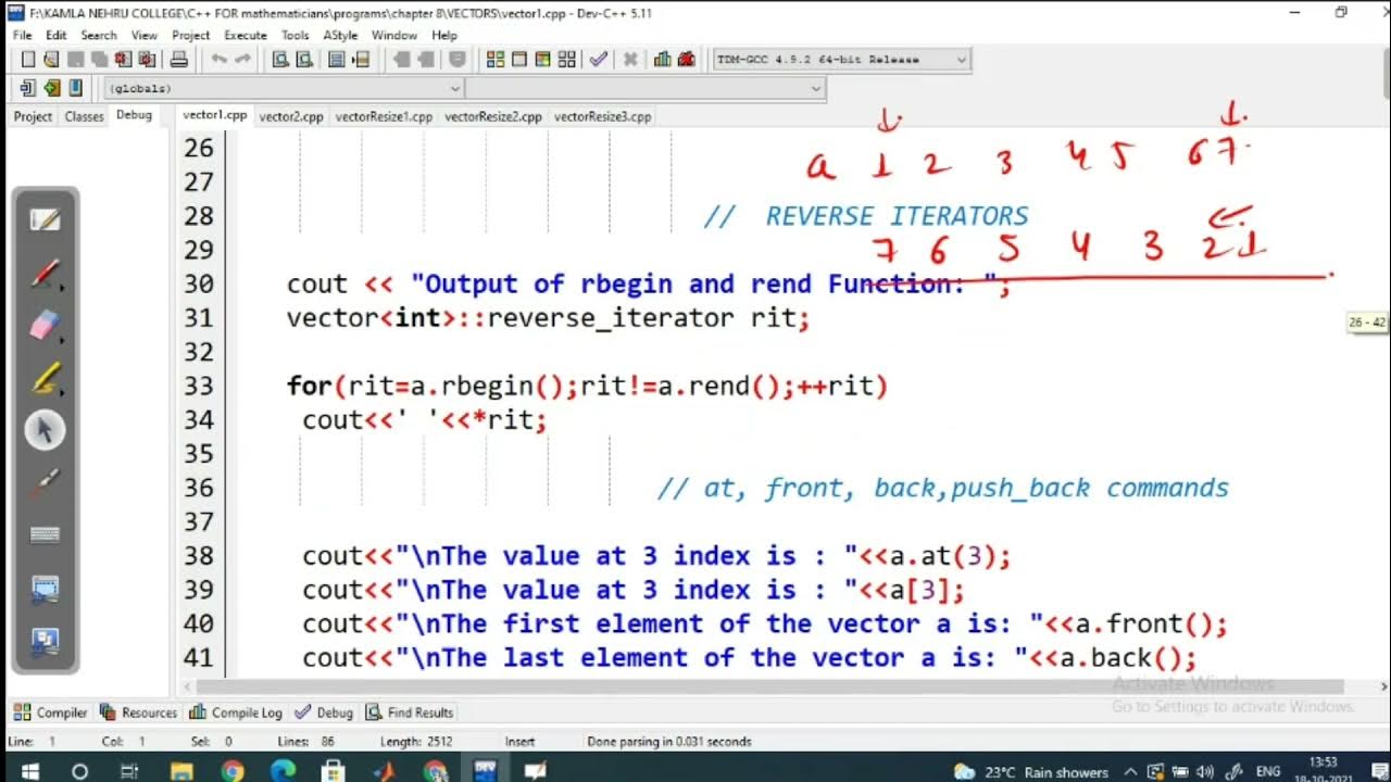 C Lec 72 Vector Iterators Youtube