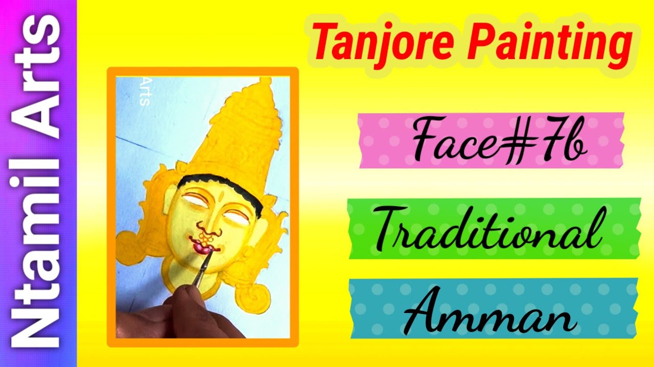 Face#7b- Traditional Amman coloring step by step for beginners- Tanjore ...
