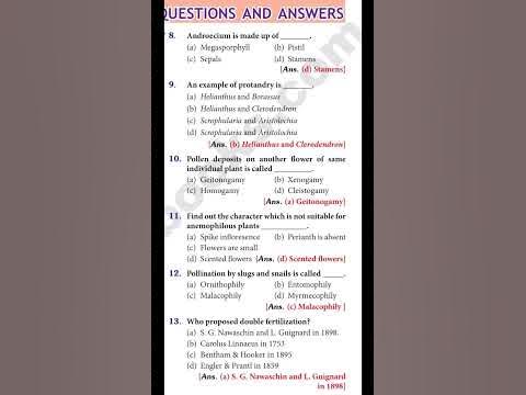 12th botany, reproduction in angiosperms one mark questions###### - YouTube