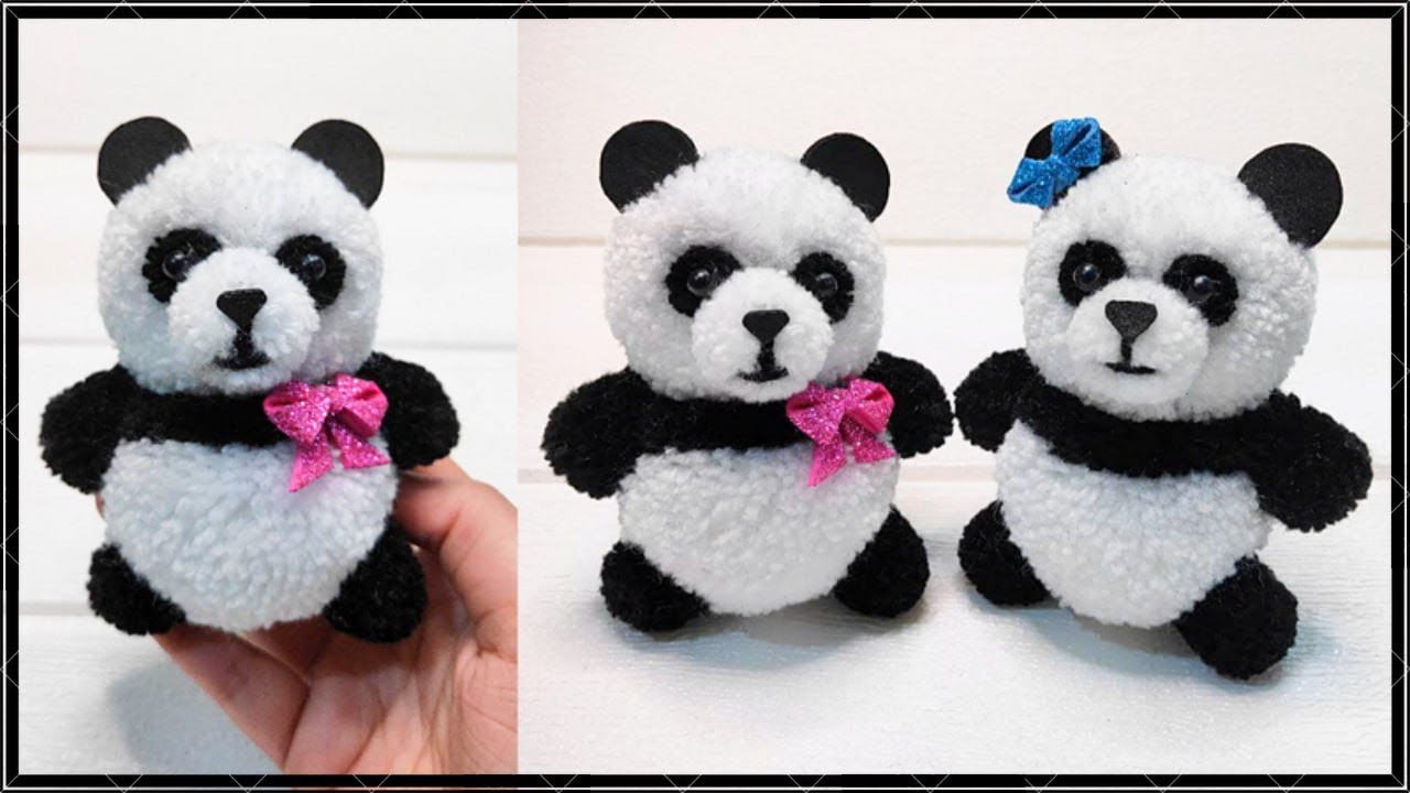 How to make the Perfect Panda using Woolen | Cute Panda made out of Pom ...