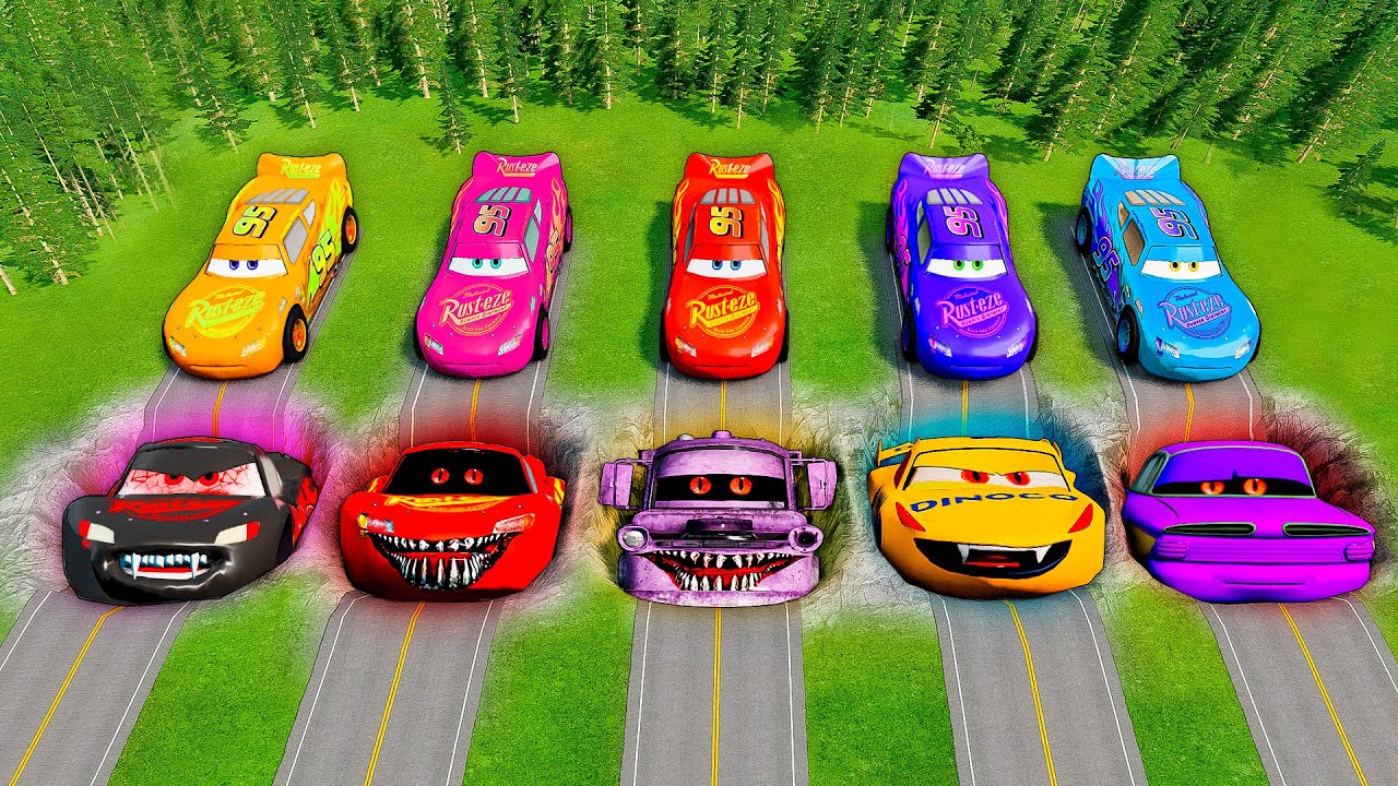 Mega Pixar Cars Pit Transform Lightning McQueen Into Evil Cruz Ramirez ...