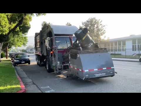 Athens Services Autocar Xpeditor Heil Freedom 978 and 1027 pick up yard waste and trash in Azusa ...