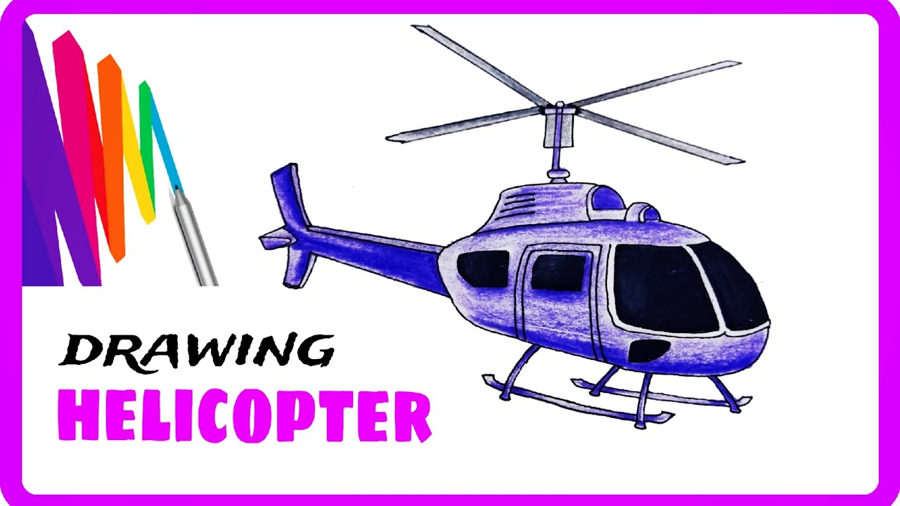 how to draw helicopter | helicopter drawing with colour pencil 🚁 ...
