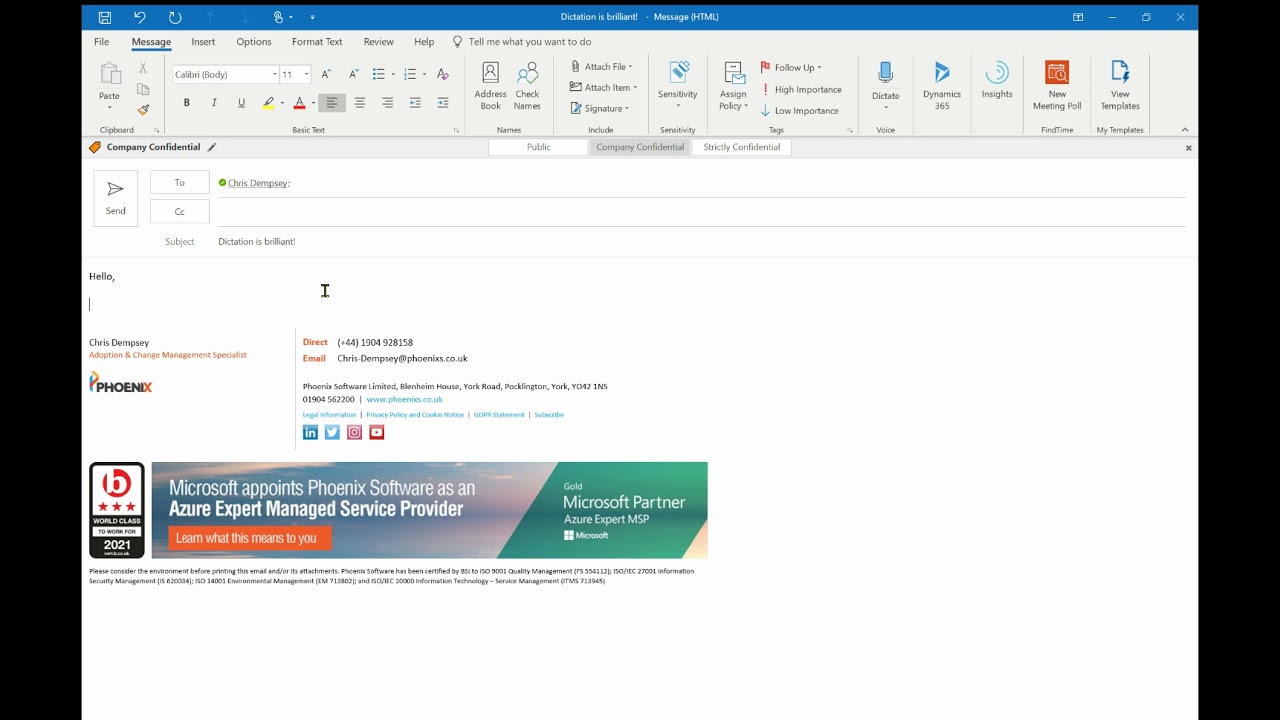 How to Dictate your Emails in Outlook! - YouTube