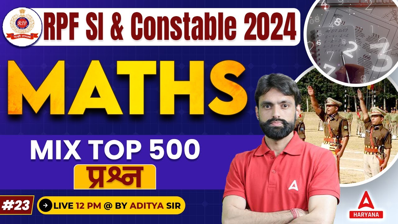 RPF SI & Constable Maths Classes 2024 | Top Important Questions Aditya ...