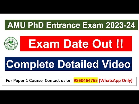 AMU PhD Exam Date Out!! l PhD Admission application form 2023 2024 l ALIGARH MUSLIM UNIVERSITY ...