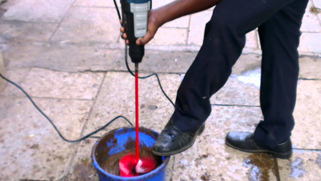 CONSTROTECH BOSCH DEMO OF PUTTY MIXING WITH BOSCH DRILL MACHINE - YouTube