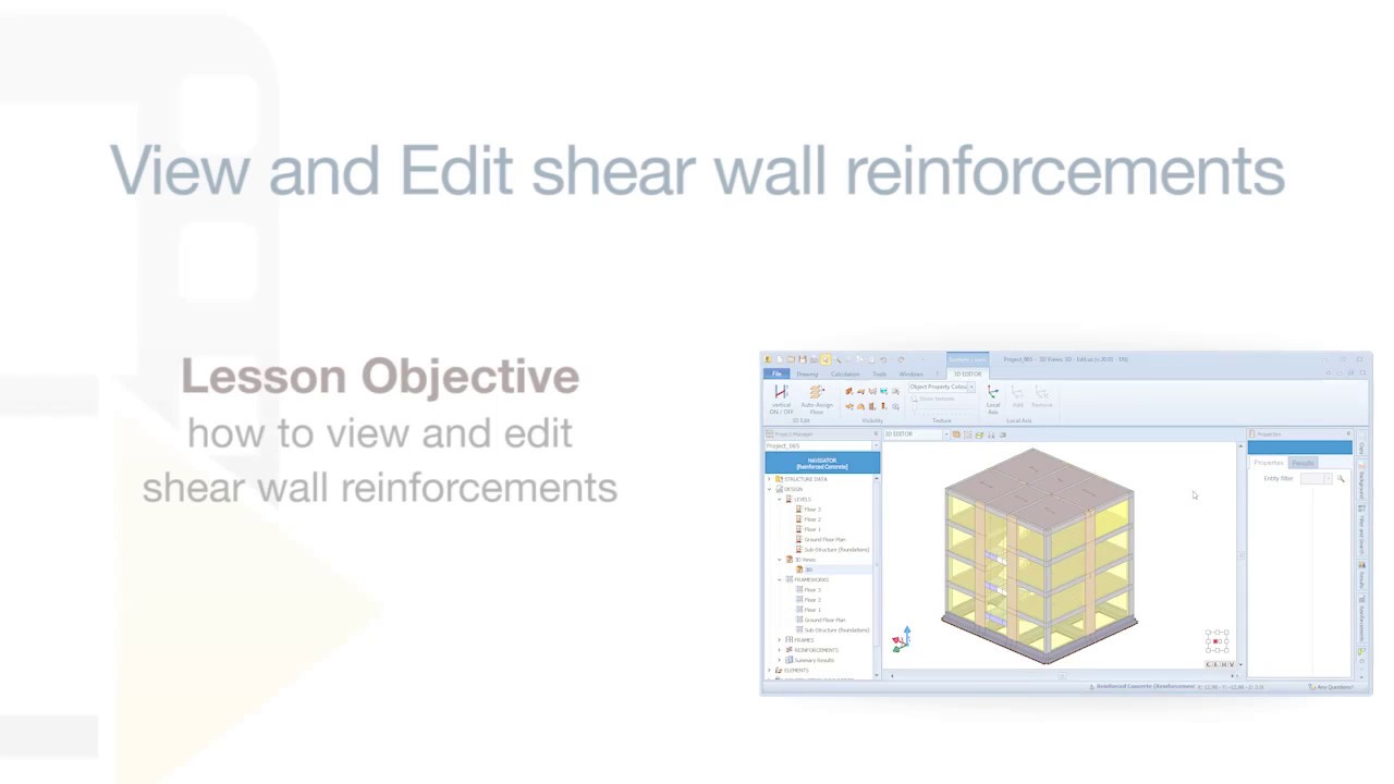 EdiLus Tutorial - How to view and change the shear wall reinforcements - ACCA software - YouTube