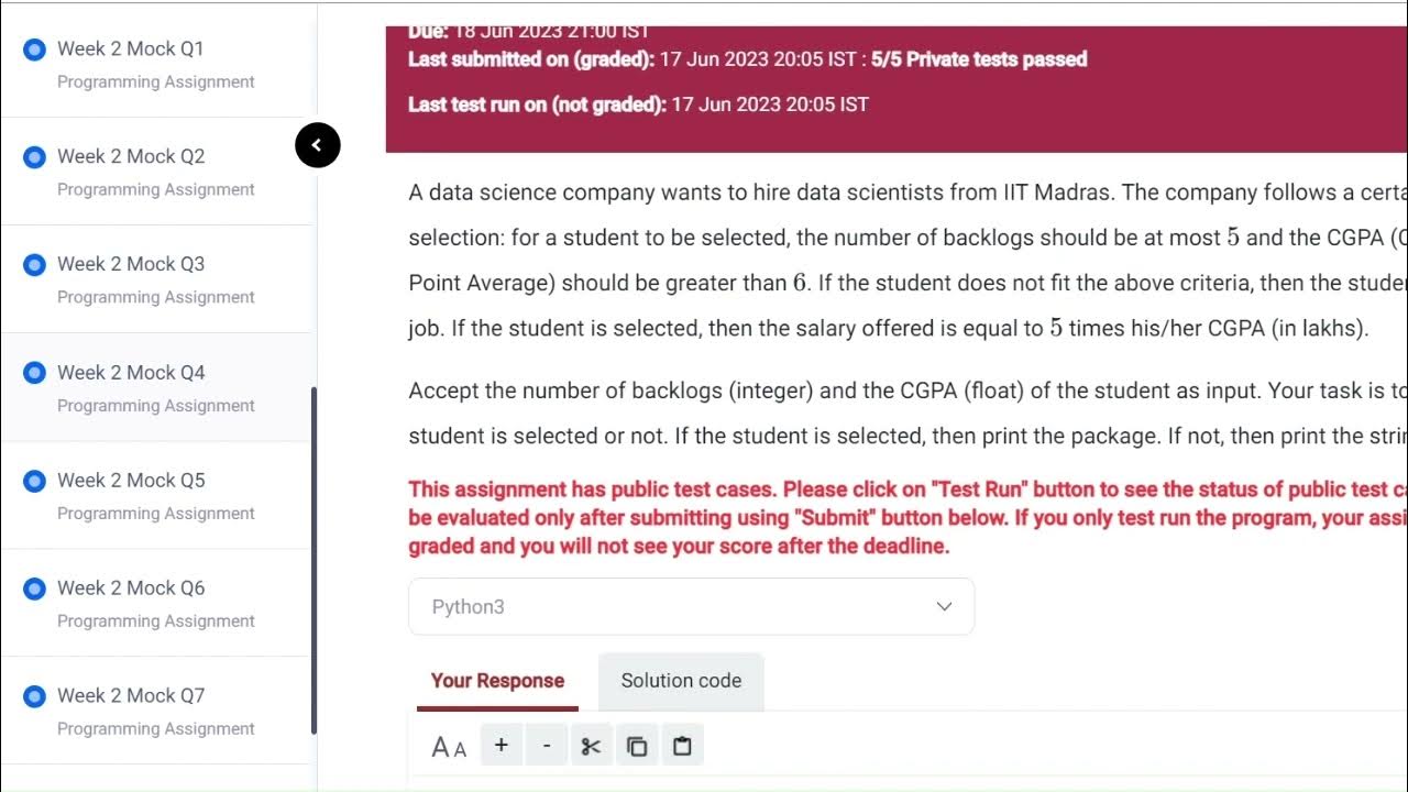 Python Mock Week-2 IITM Bs degree Data Science #python#iitm#iit#datascience#video#ytshorts - YouTube
