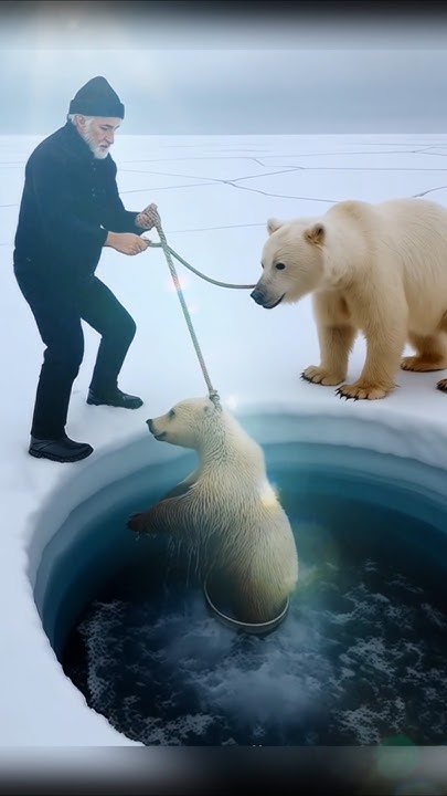 Polar bear cub rescued from the icy waters of the Arctic! - YouTube