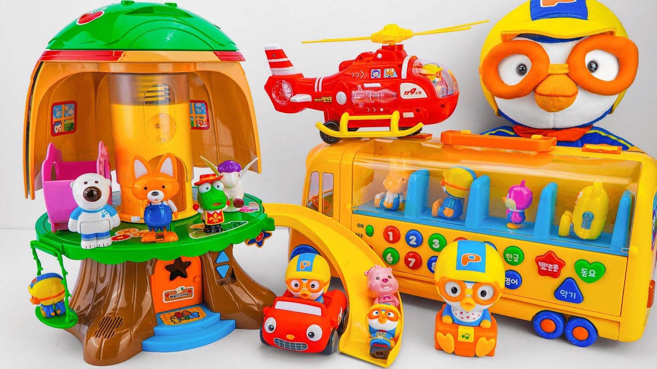 [Toy ASMR] Pororo Forest Tree House Police Helicopter PlaySet ASMR 🌳 ...
