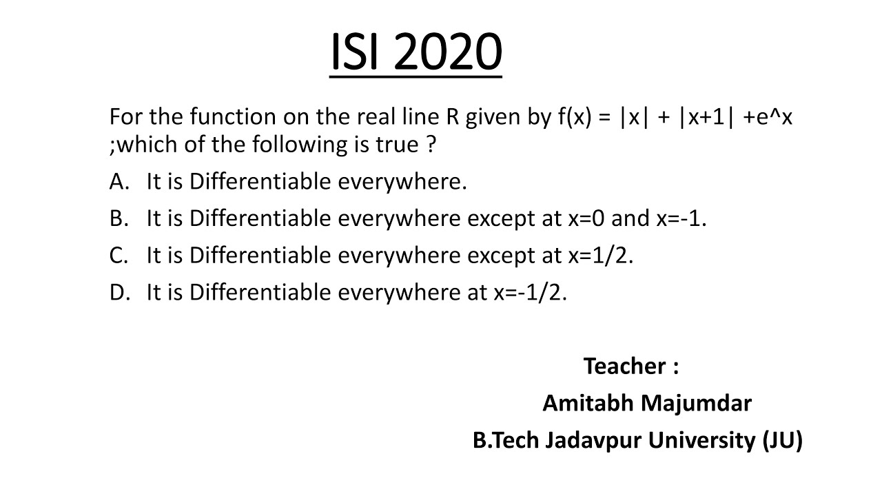 ISI 2020 Calculas problem Solution | ISI | CMI | (QUESTION 1 ...