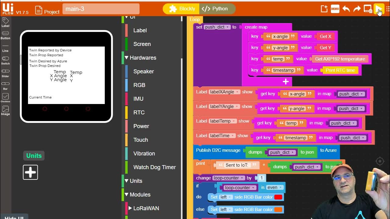 M5Stack Core2 UIFlow/Python messages to Azure IoT Hub - D2C - YouTube