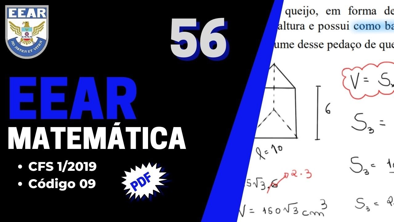 EEAr 2019 Matemática, Prisma Regular, Volume do Prisma Triangular ...