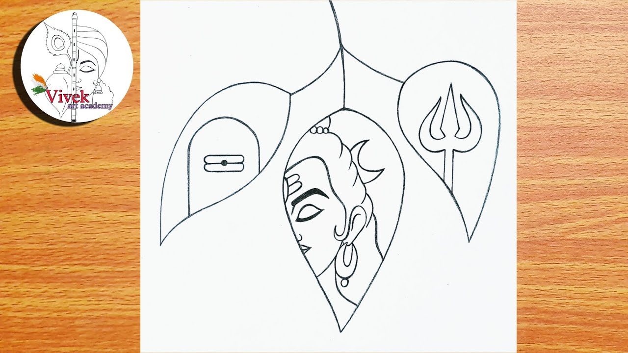Bholenath Trishul and Shivling Sketch | Lord Shiva Drawing in the Bel ...