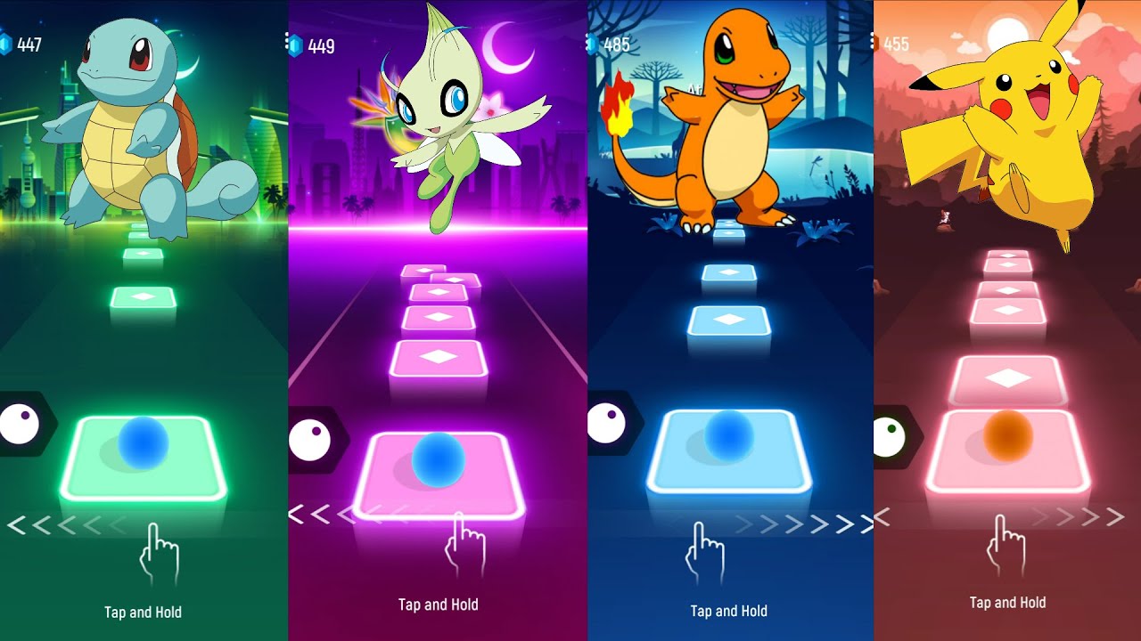 Pokemon Tiles Hop EDM - Pikachu vs Celebi vs Charmander vs Squirtle ...