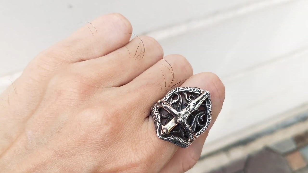 Sterling Silver Jesus Crucifix Biker Rings - YouTube