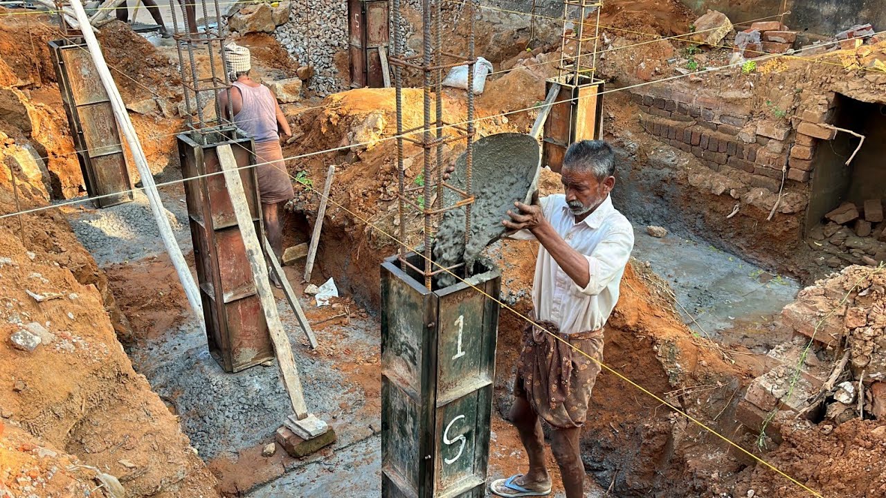 Construction Techniques of Foundation Column Footing Concrete|Column ...