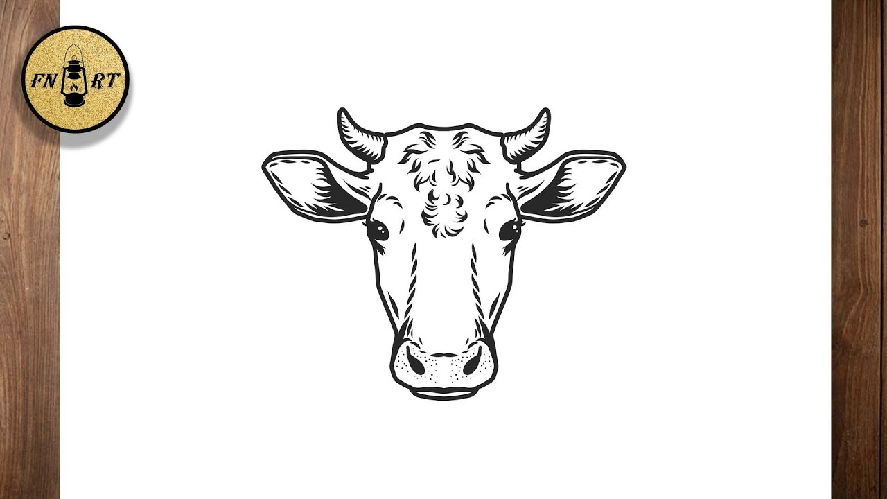 How to draw a cow head step by step easy - YouTube