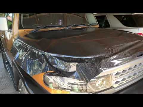 FJ Cruiser Front Hood wrapped in 6D Gloss Carbon Fiber . - YouTube