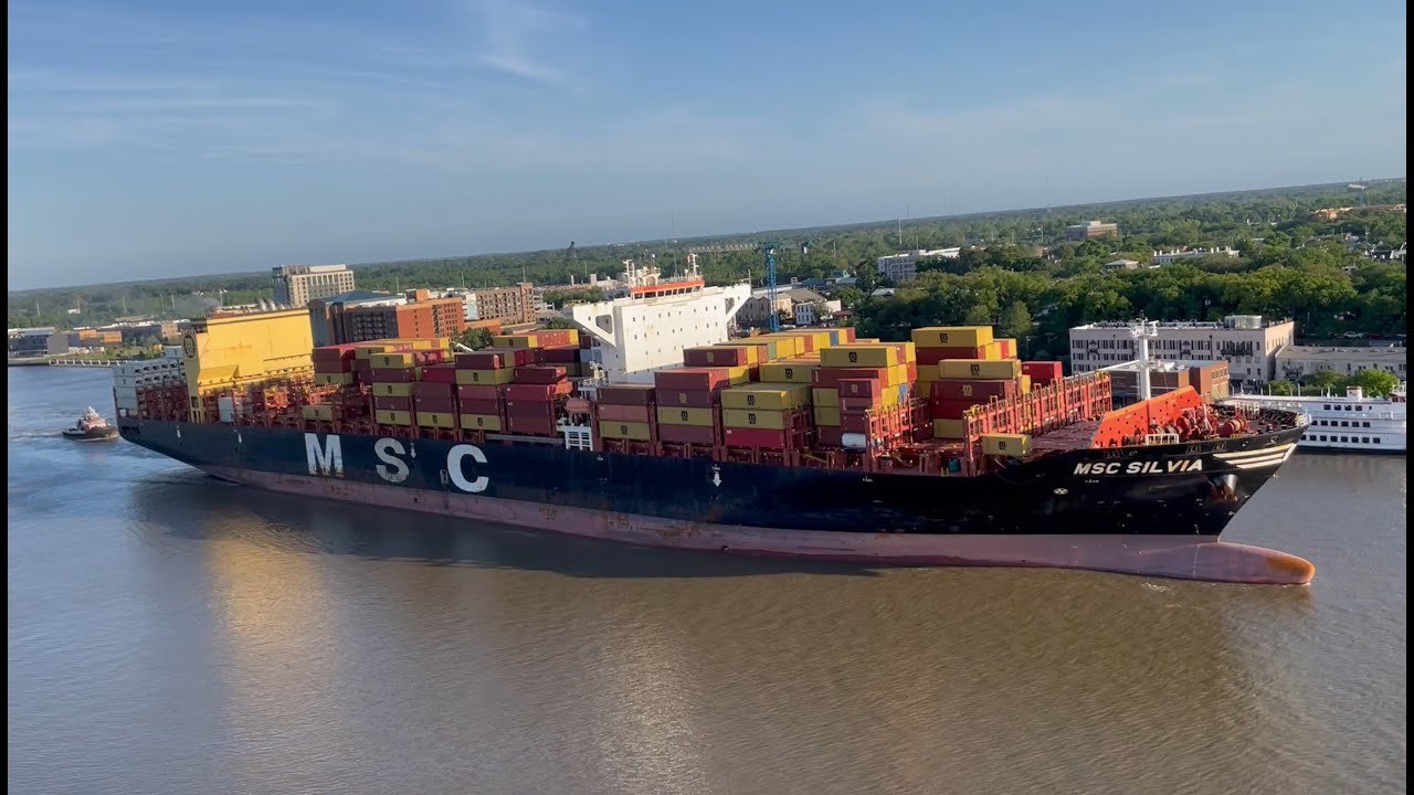 Container Ship "MSC SILVIA" Entering Harbor in Savannah Georgia 4/6 ...