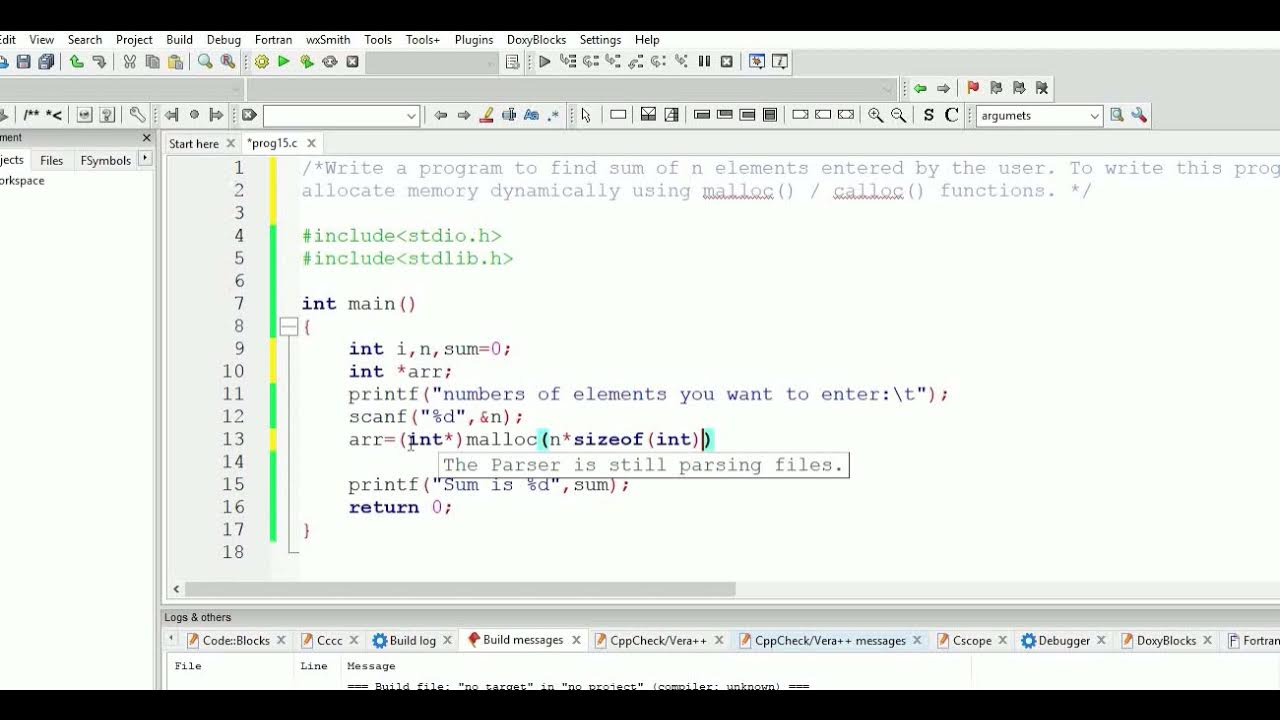 Find the sum of n elements entered by the user using dynamic memory allocation in C. - YouTube