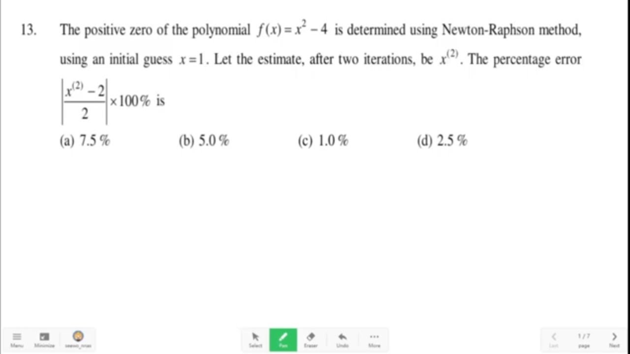 CSIR NET Physics Dec 2019 PYQ Solved | Newton-Raphson Method Numerical ...