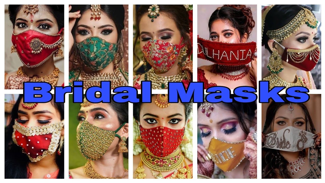 BEAUTIFU BRIDAL MASK DESIGNS LOCKDOWN WEDDING MASK DESIGN FOR BRIDES#DESIGNER BRIDAL FACE MASK ...