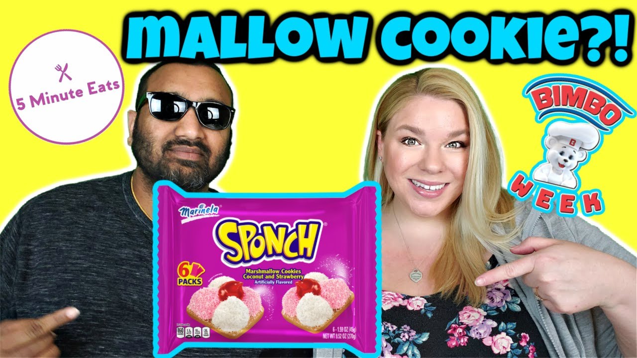 Bimbo Marinela Sponch Marshmallow Cookies Coconut & Strawberry Review ...