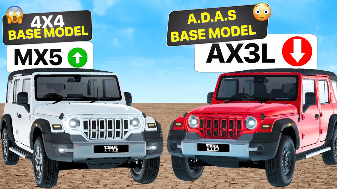 Thar Roxx All MX5 and AX3L All details | 4X4 base model | ADAS | Adrenox | ax3l vs mx5 - YouTube