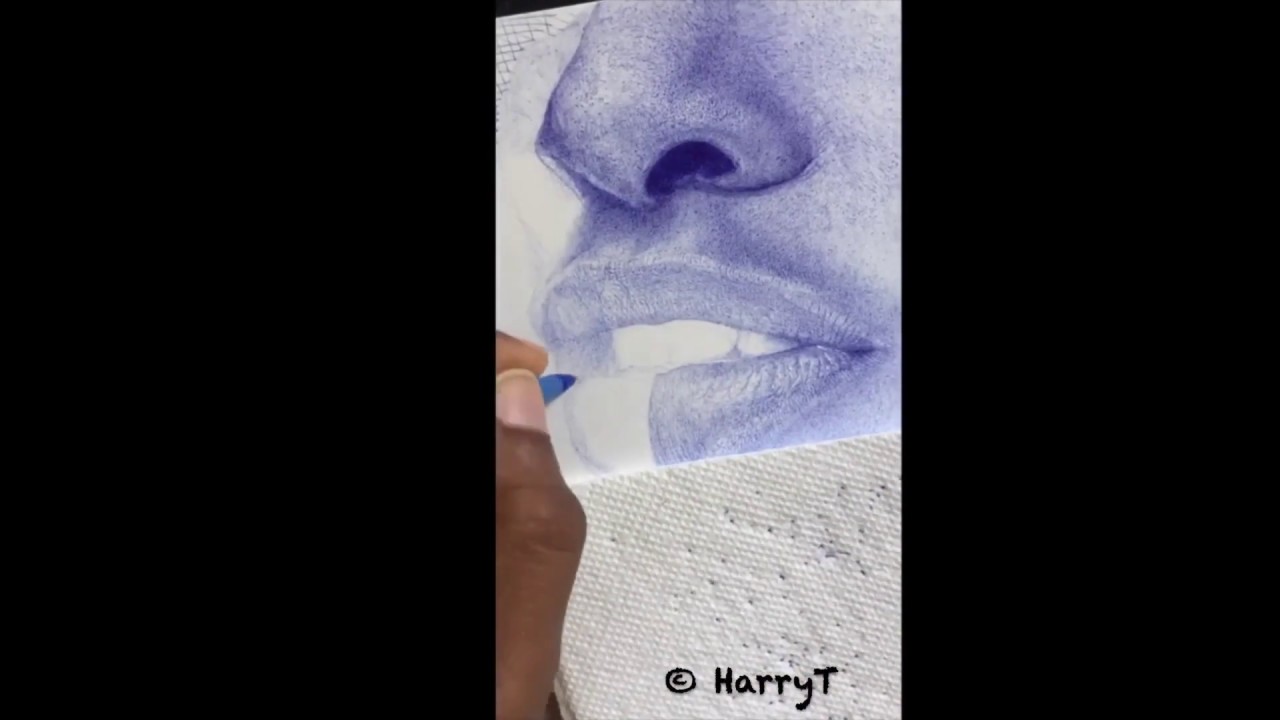 Realistic drawing with BIC ballpoint pen - YouTube