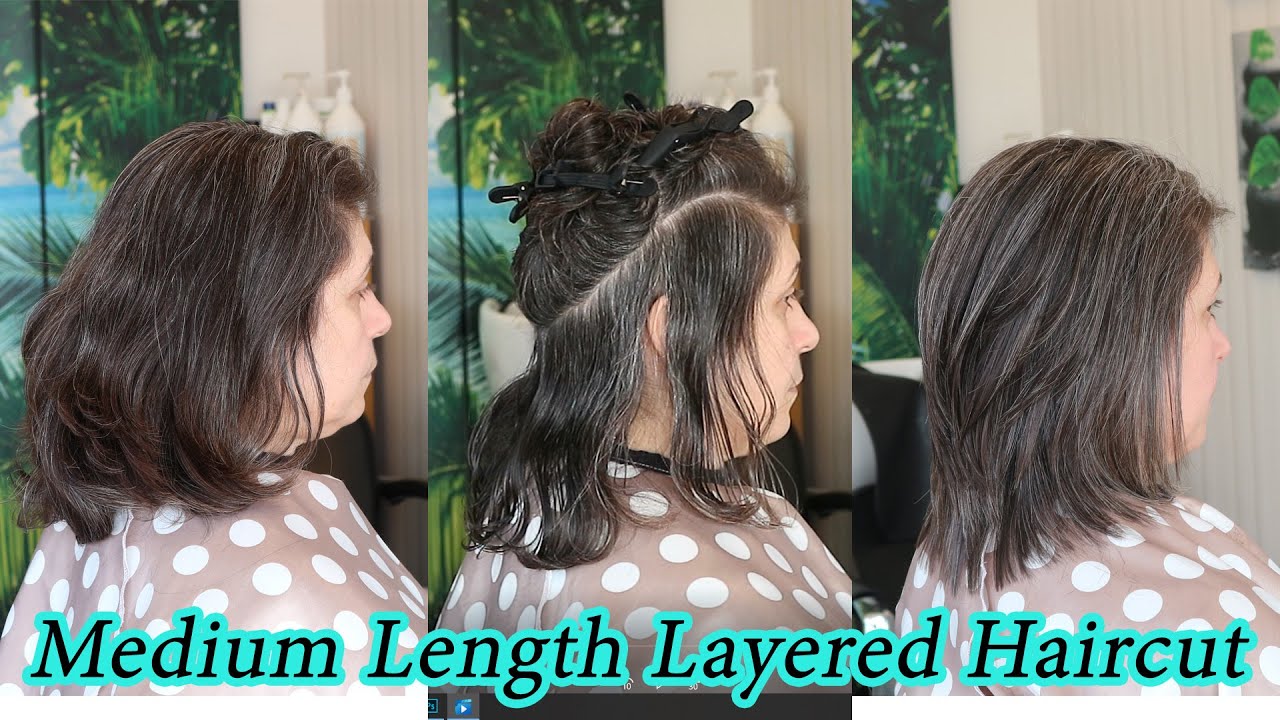 Medium Length Layered Haircut with scissors การสไลด์ผมความยาวระดับไหล่ ...