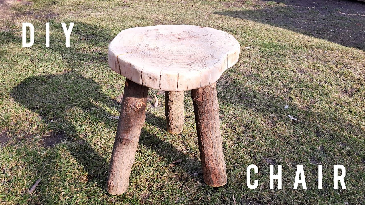"Rustic Three-Legged Wooden Stool from Logs" - YouTube