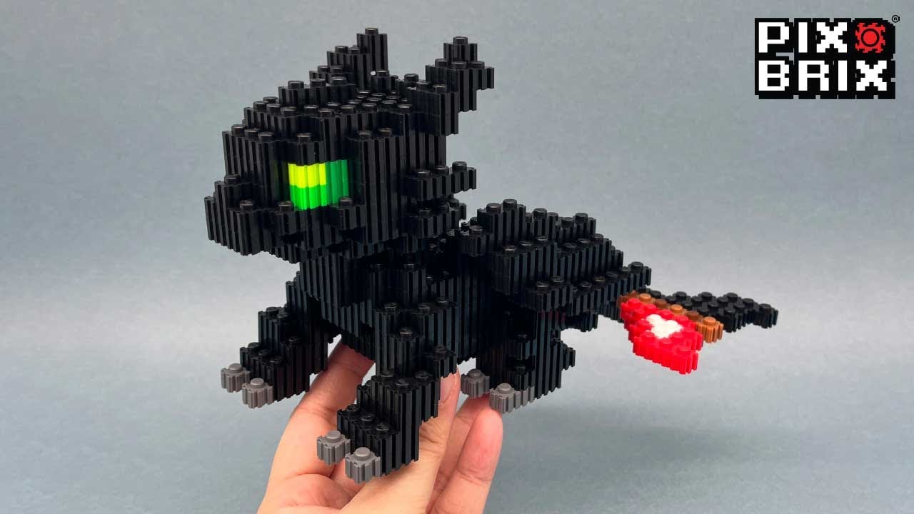 Toothless HOW TO TRAIN YOUR DRAGON 3D Figure - Pix Brix Instructions - YouTube