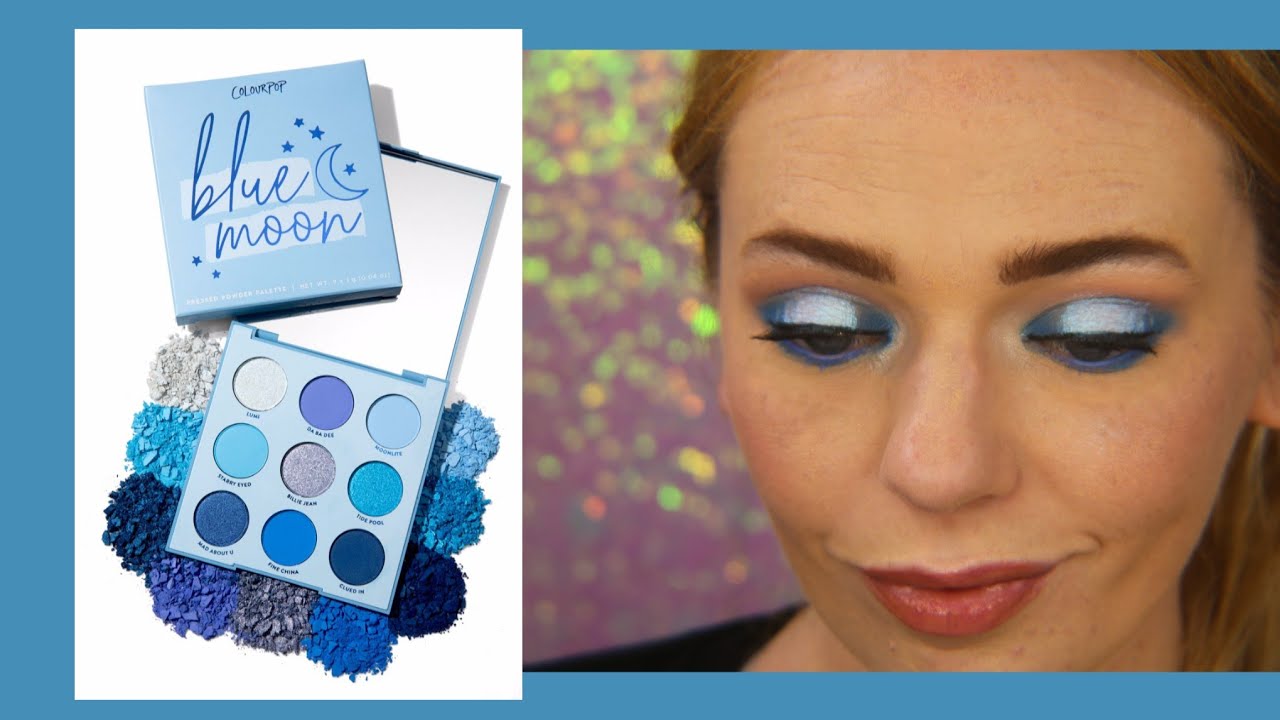 Colourpop Blue Moon Palette Eyeshadow Tutorial. Icy Blue Halo Eyeshadow ...