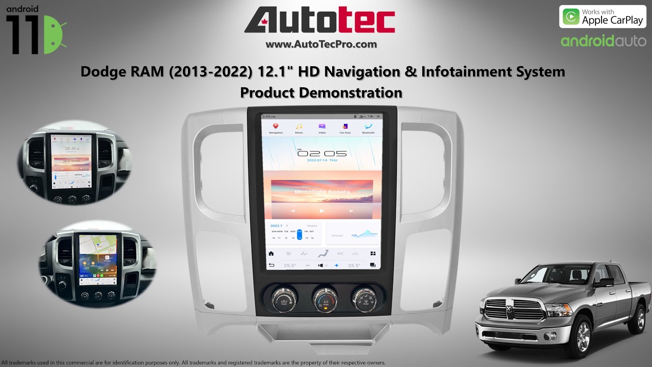 Best Dodge RAM (2013 - 2022) 12.1" HD IPS Tesla Style GPS ...