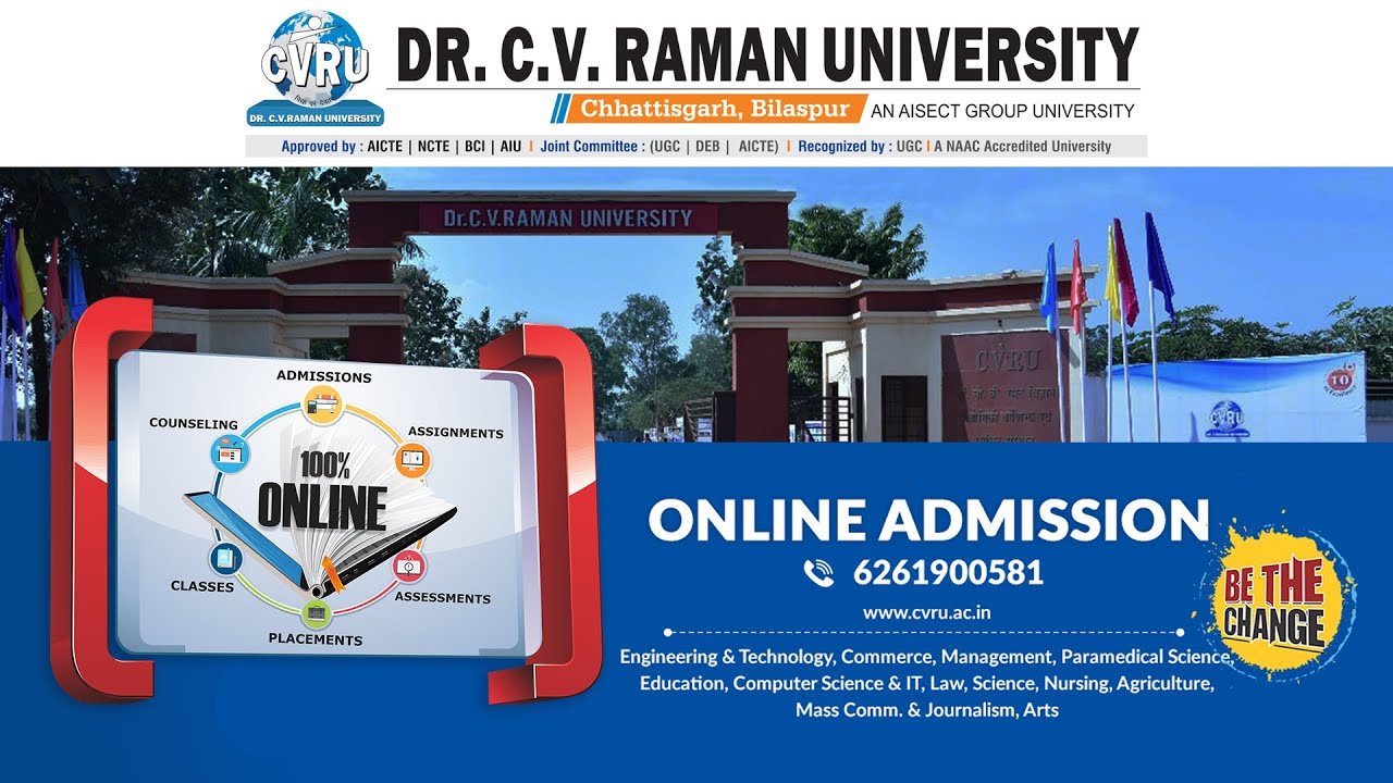 #CVRU Dr. C V Raman University Bilaspur is now 100% online | Admission ...