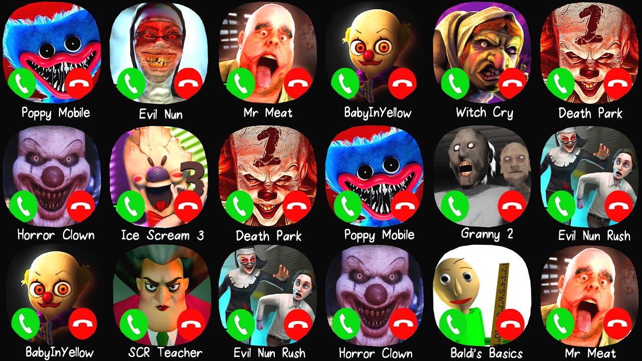 Poppy Mobile, Evil Nun, Mr Meat, Baby In Yellow, Death Park, Ice Scream ...