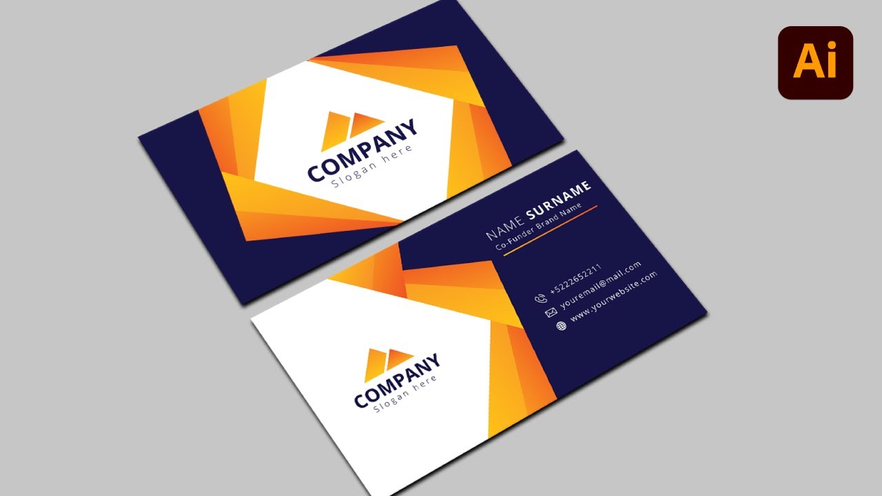 Abstract Business Card Design In Adobe Illustrator - YouTube