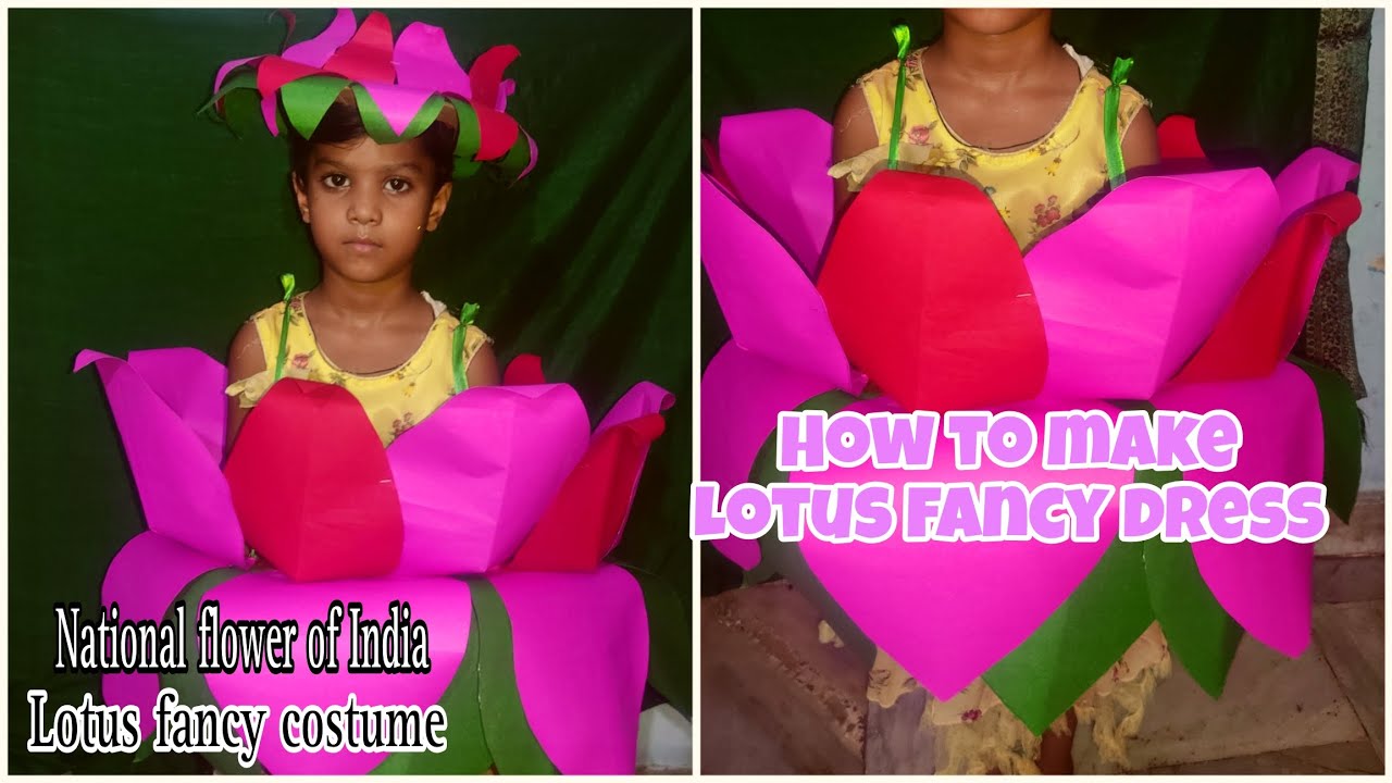 HOW TO MAKE LOTUS COSTUME | FANCY DRESS | NATIONAL FLOWER| बच्चों की ...