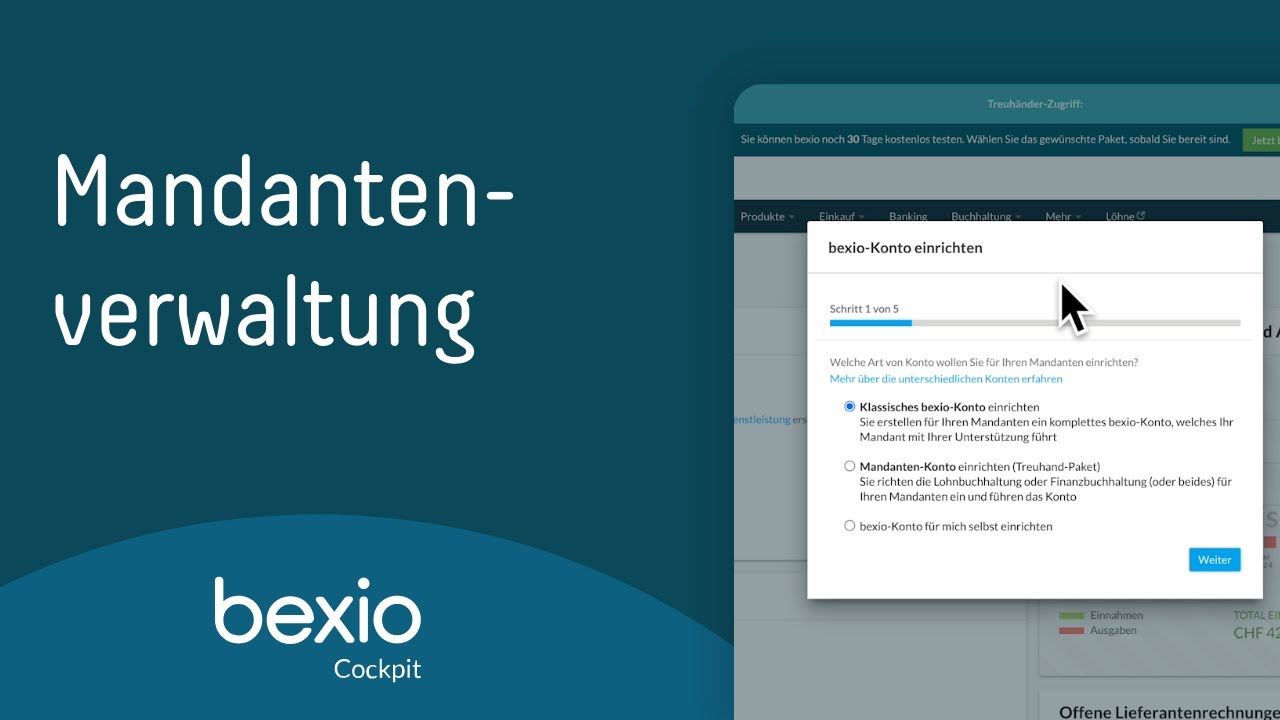 Mandanten verwalten / bexio Cockpit - YouTube