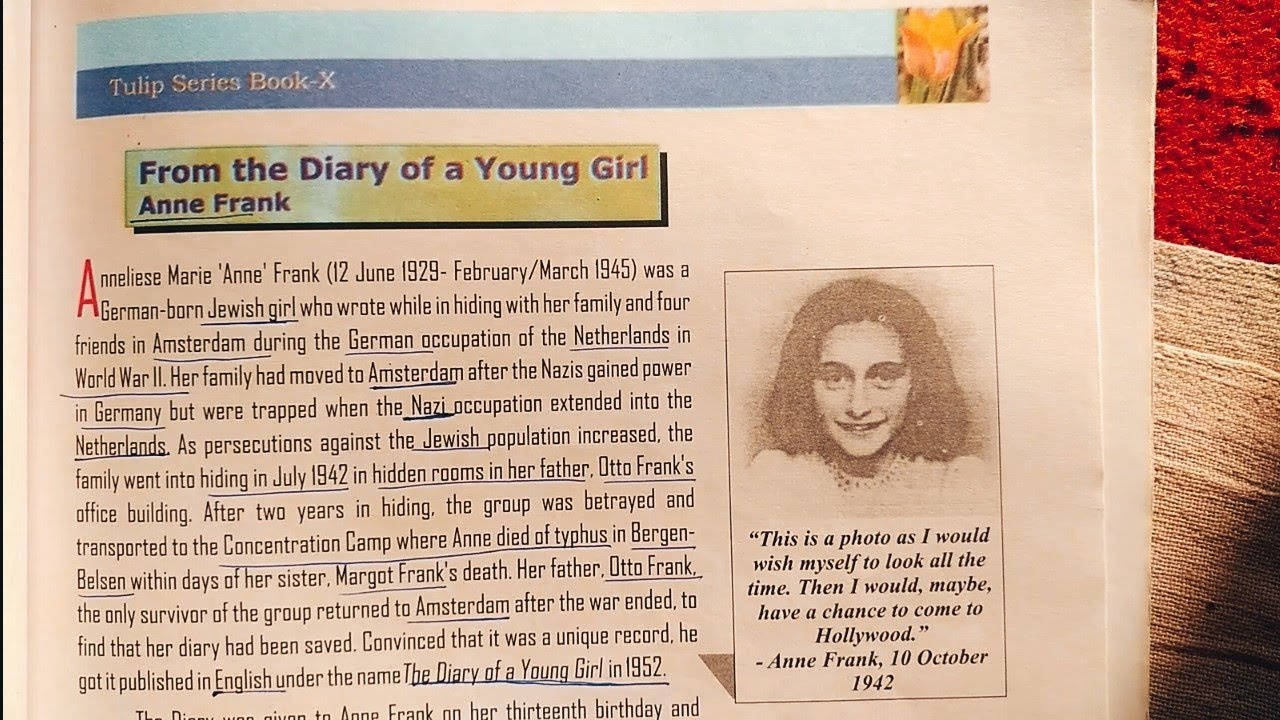 From the Diary of a Young Girl | Annie Frank |Class 10th English ...