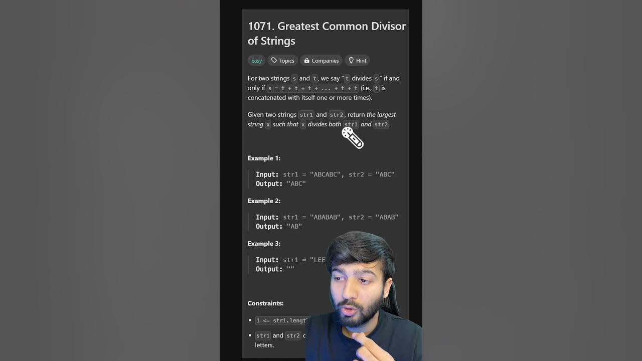 Leetcode 75 - Day 2 - Greatest Common Divisor of Strings - YouTube