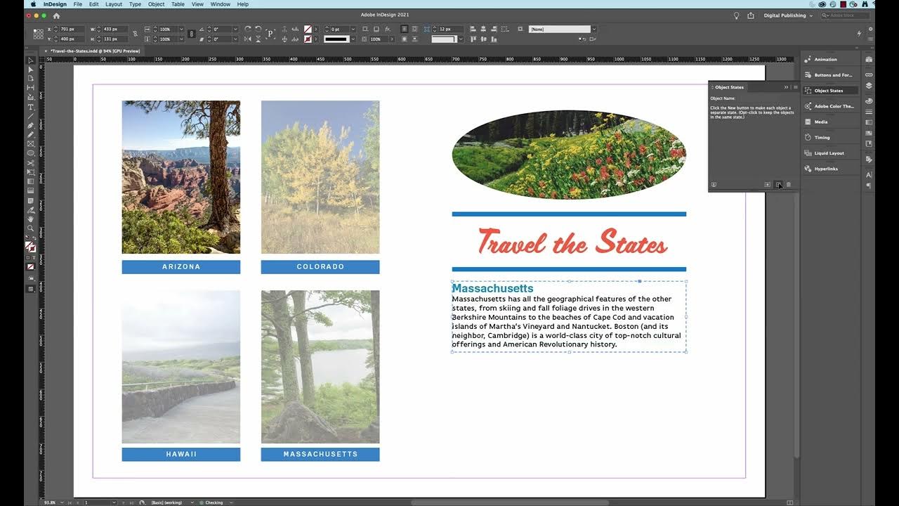 InDesign Interactive Presentation Button and Fade-In Animation Object ...