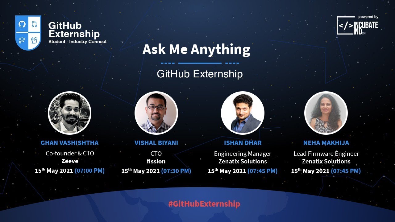 Ask Me Anything On GitHub Externship with Zeeve Inc, Zenatix & Fission. - YouTube