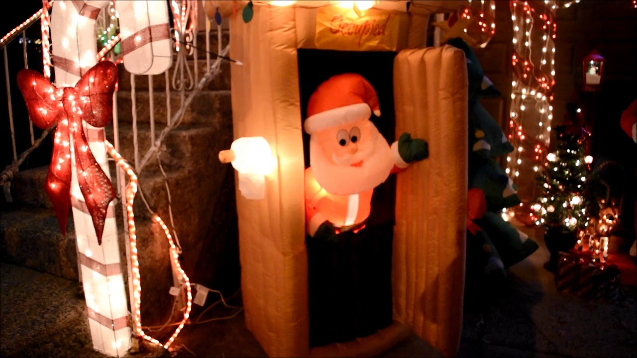 Santa Claus in Restroom Airblown Inflatable Christmas Toilet - YouTube