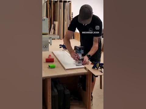 Routing V groove into some sideboards using spacers. #routing #woodwork ...